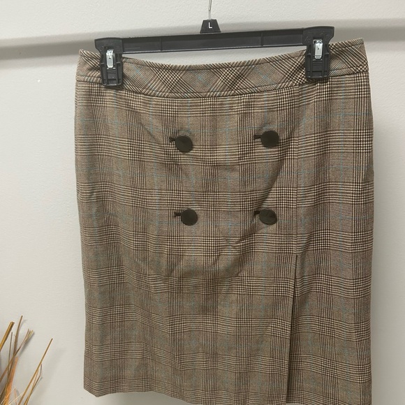 Apostrophe | Skirts | Apostrophe Brown Plaid Pencil Skirt With Button ...